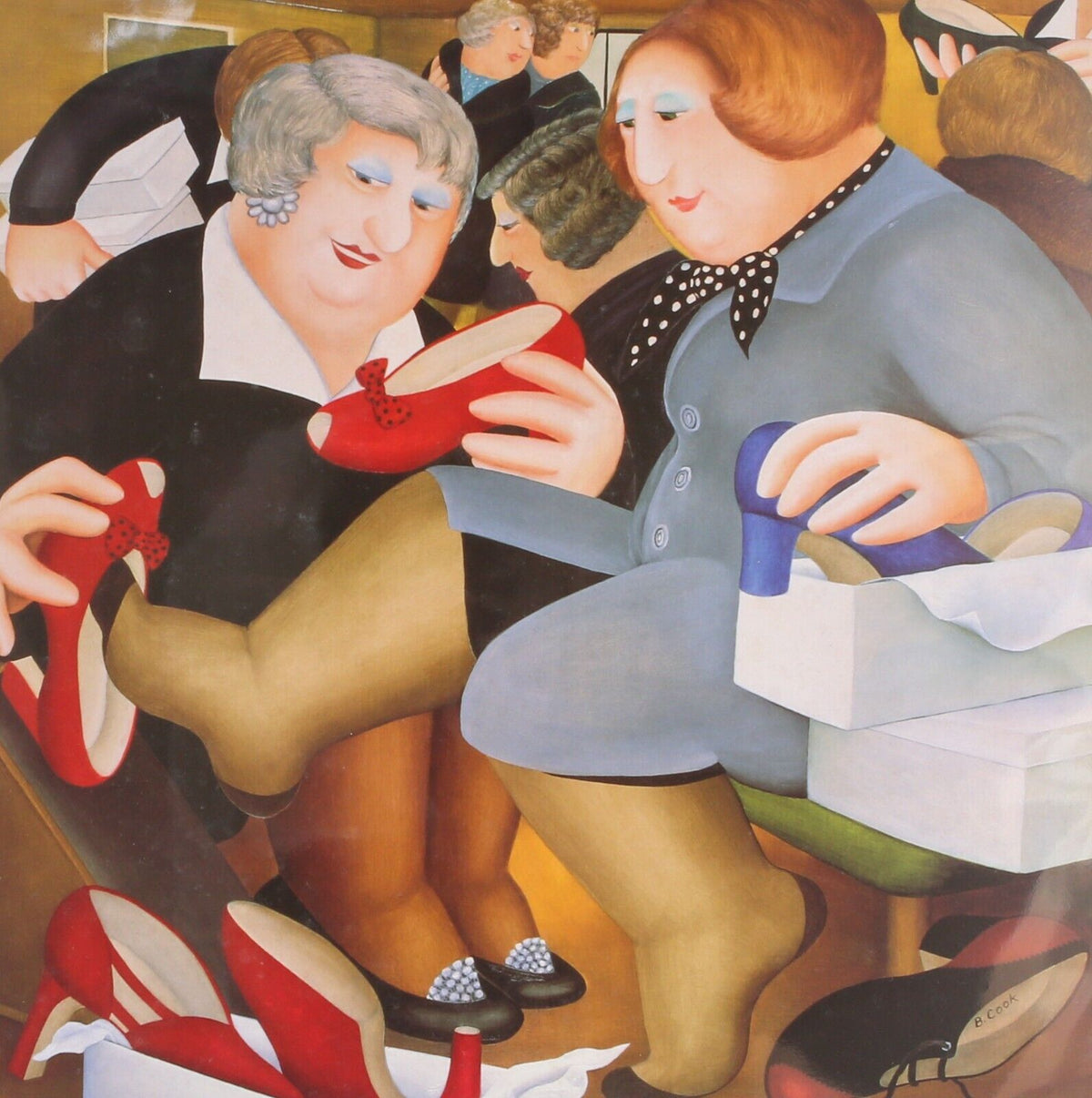 Beryl Cook 'The Shoe Shop' Limited Edition Print 148/650, Signed & Coa — PM Antiques & Collectables