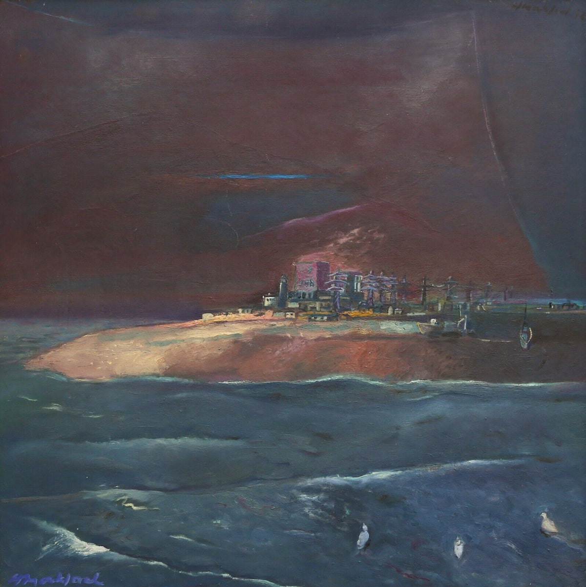Harold Mockford, 'Dungeness From The Sea', 1992, Large Oil Painting ...
