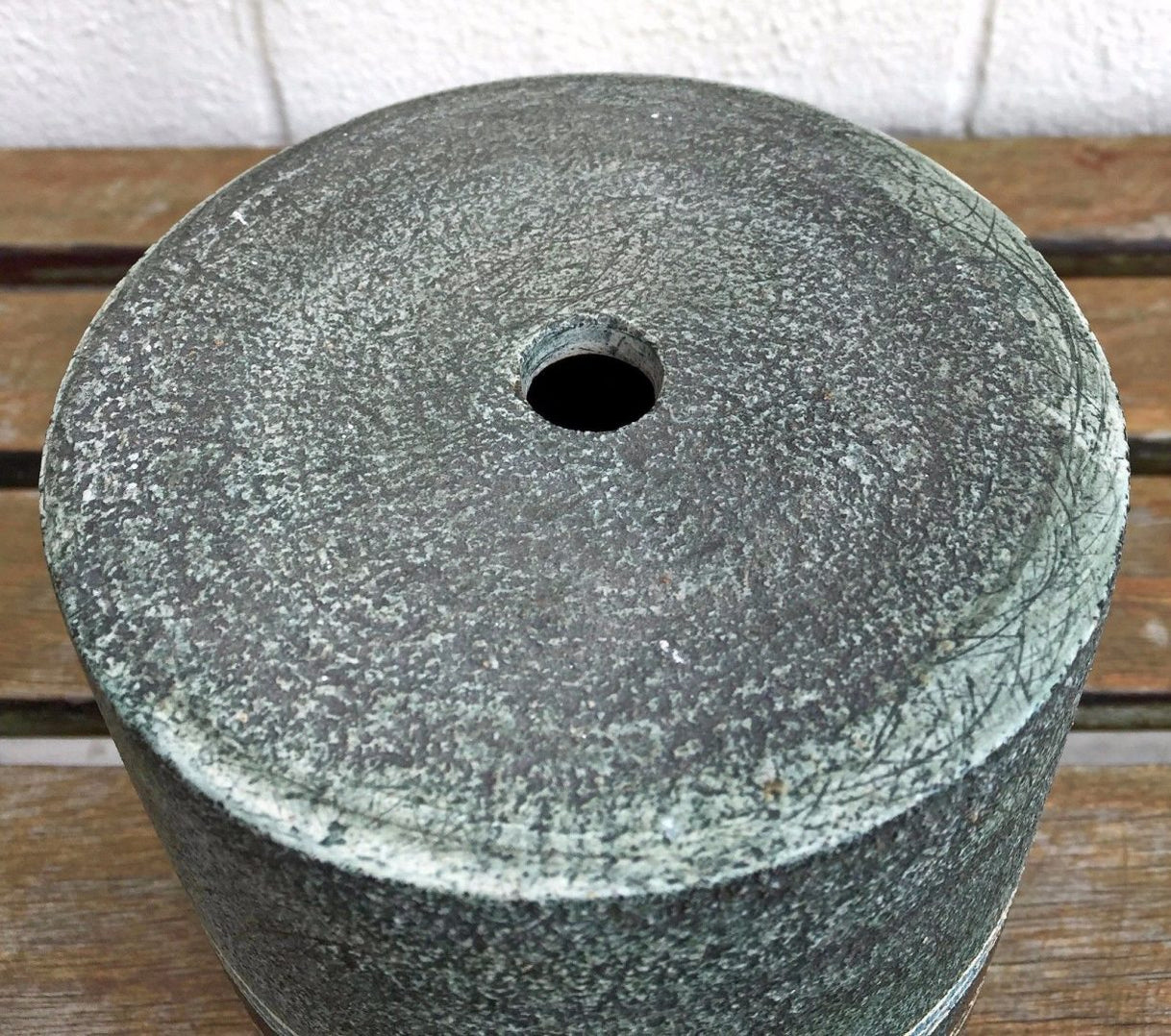 Alison Brigden For Troika Pottery - Grey/Blue Circle Drum Cylinder Lamp ...
