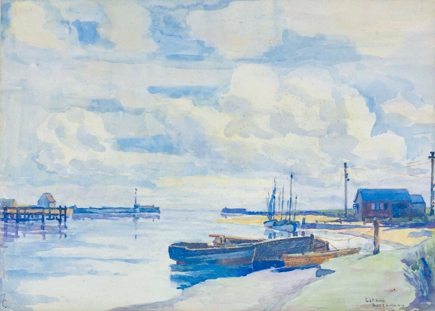 Arthur Gerald Ackerman (1876-1960) -Walberswick- Southwold Harbour ...