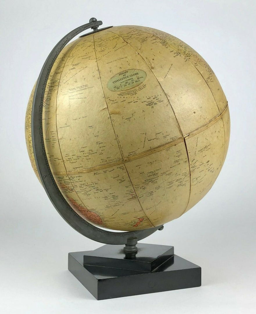 C20Th Philips 10& Challenge Globe Geographical Terrestrial Map & Stand ...