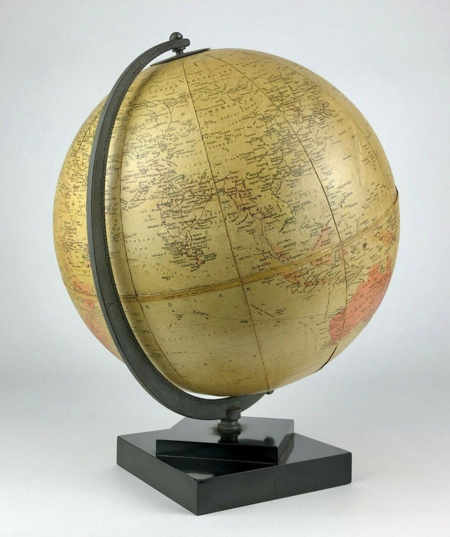 C20Th Philips 10& Challenge Globe Geographical Terrestrial Map & Stand ...
