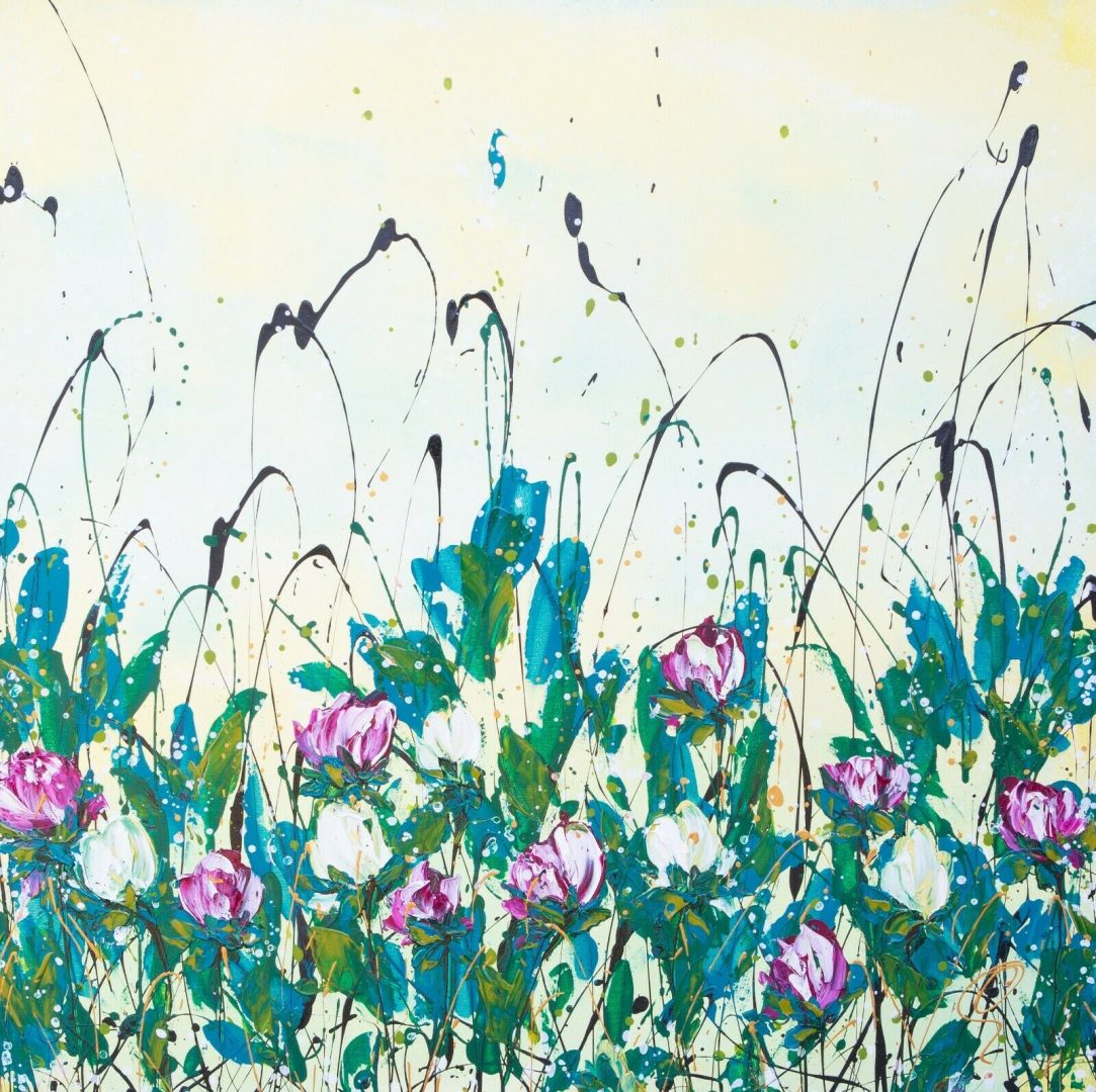 Clare Sykes (British, B.1972) -First Tulips- Floral Landscape, Large ...