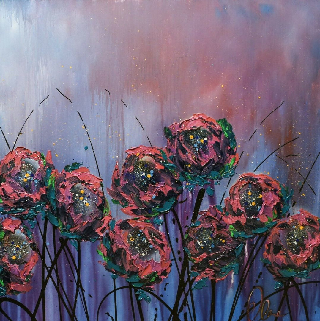 Clare Sykes (British, B.1972) -Open All Hours- Floral, Large Box Canvas ...