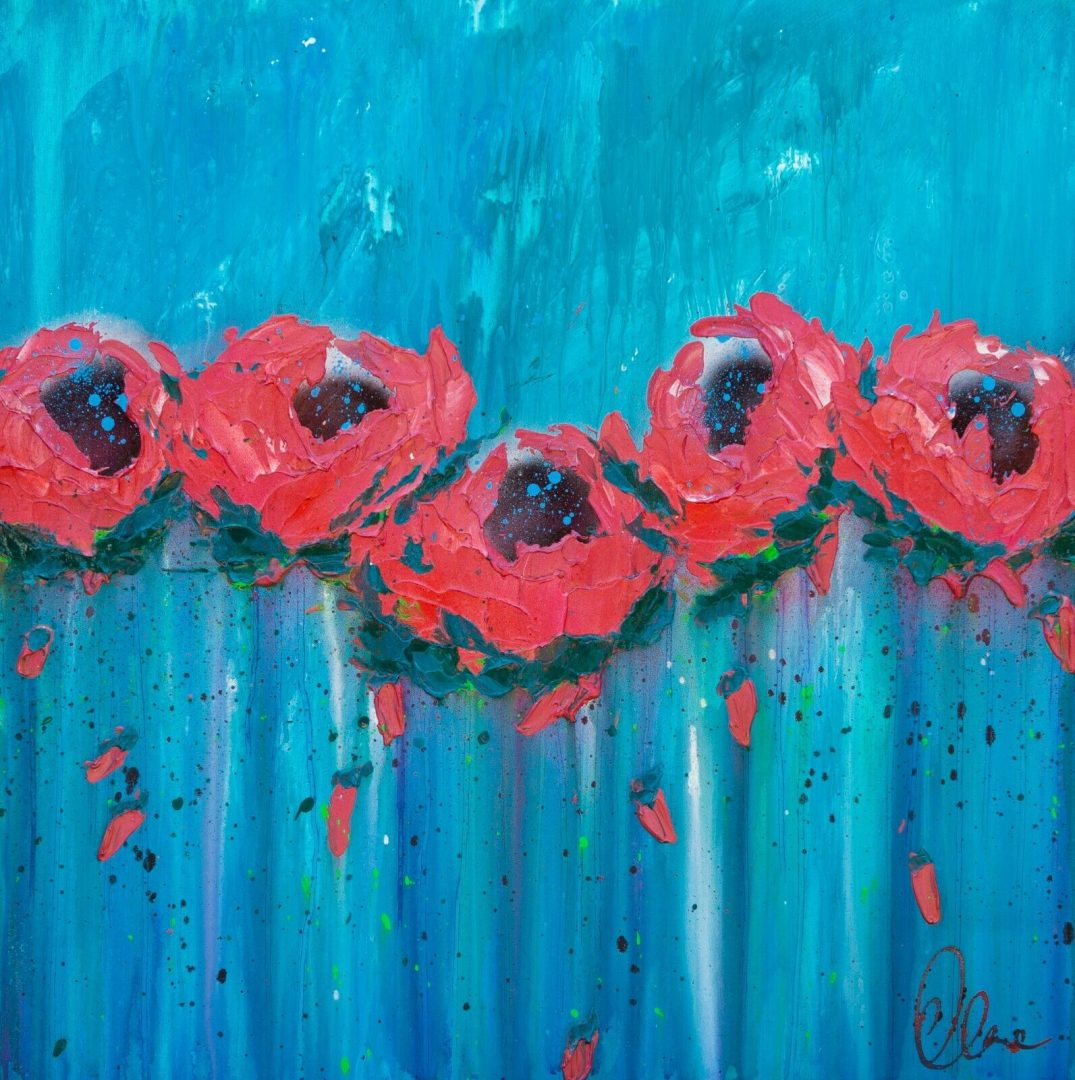 Clare Sykes (British, B.1972) -Turquoise Delights- Floral Landscape ...