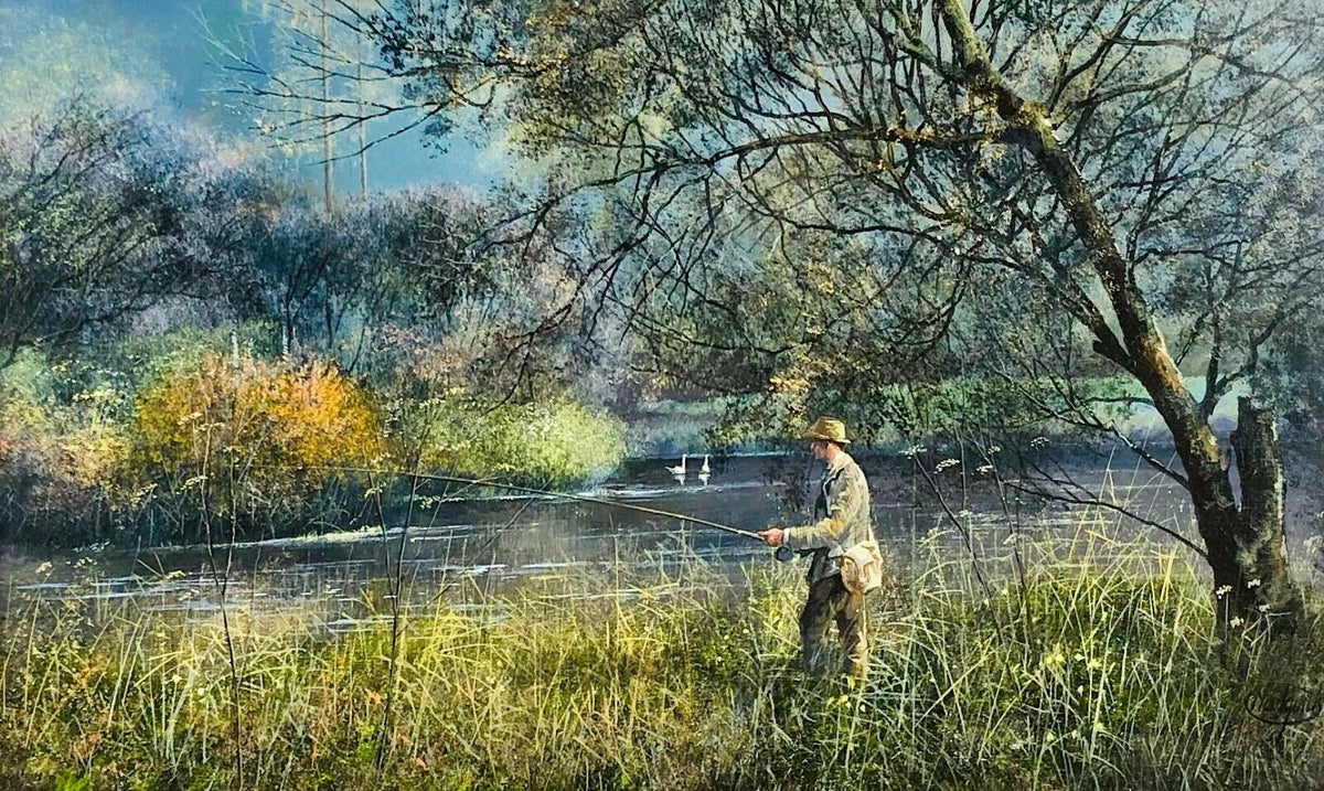 Clive Madgwick (British, 1934-2005) -Grayling Fishing, East Anglia- Oil ...