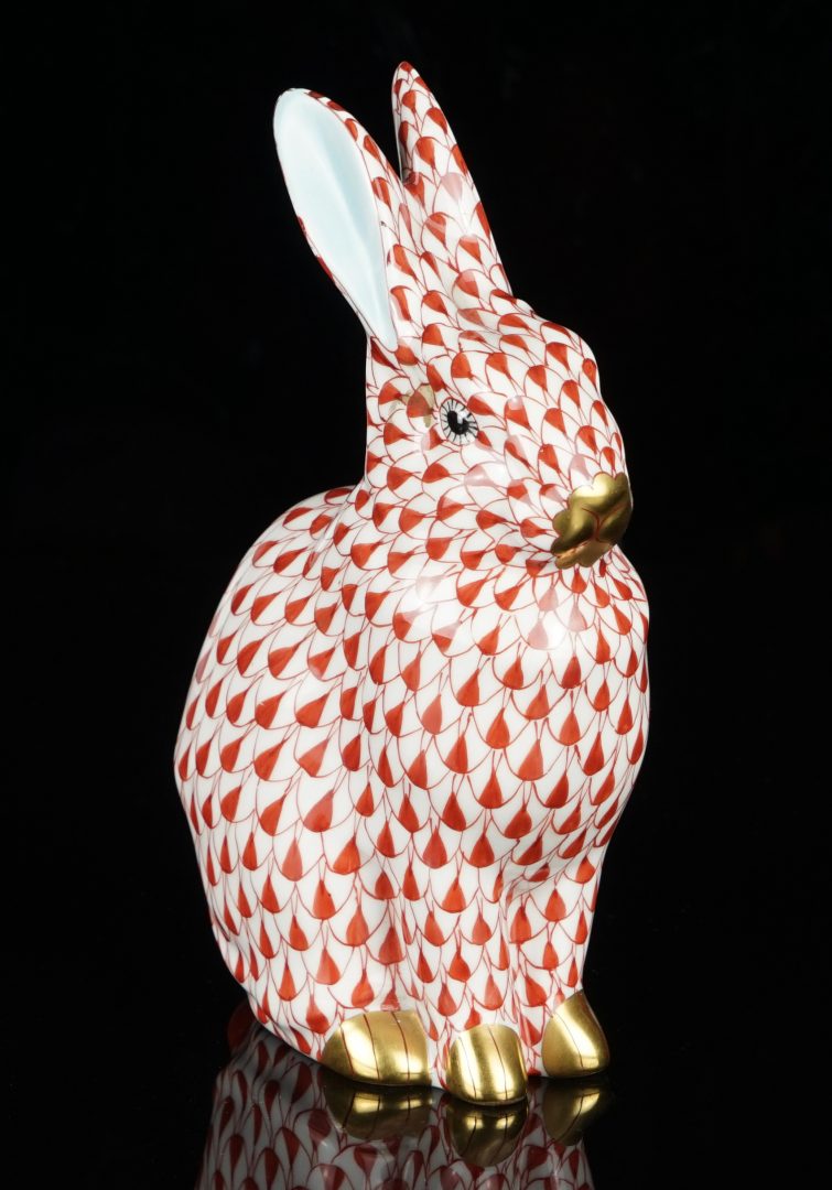 Herend -Seated Rabbit- Rust Red Fishnet Gilt Figure Model 5327 — PM ...
