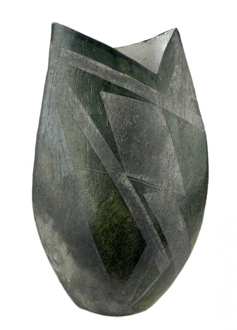 David Howard Jones - C1980 British Studio Art Pottery Grey Raku ...