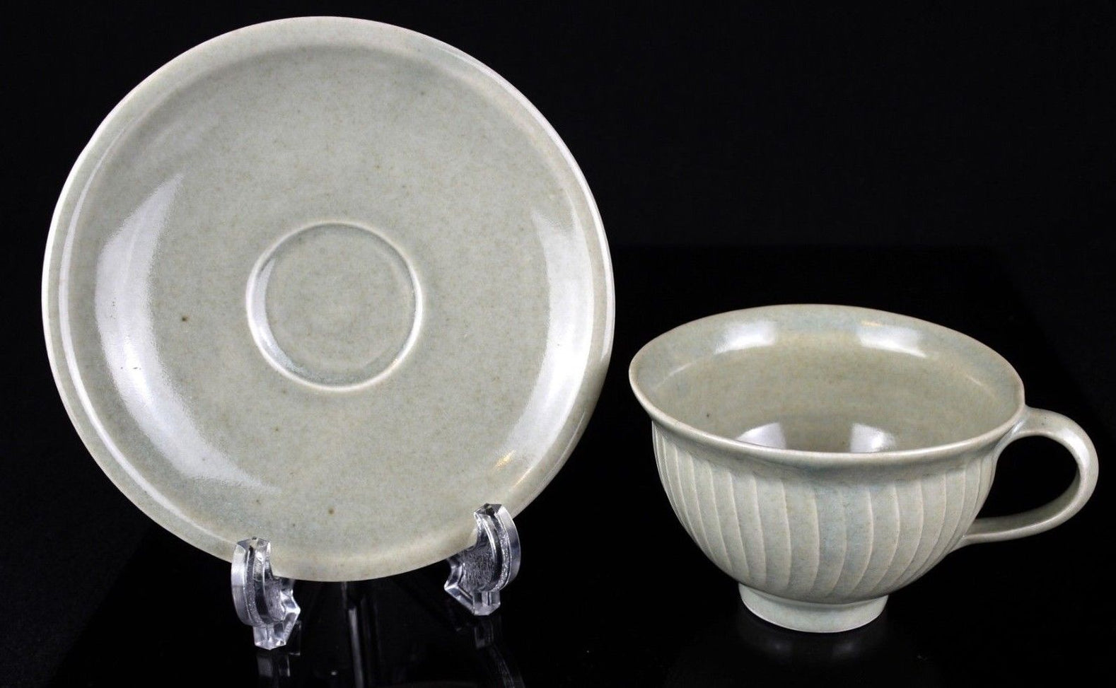 David Leach, Lowerdown- Studio Pottery Green Celadon Tea Cup & Saucer ...