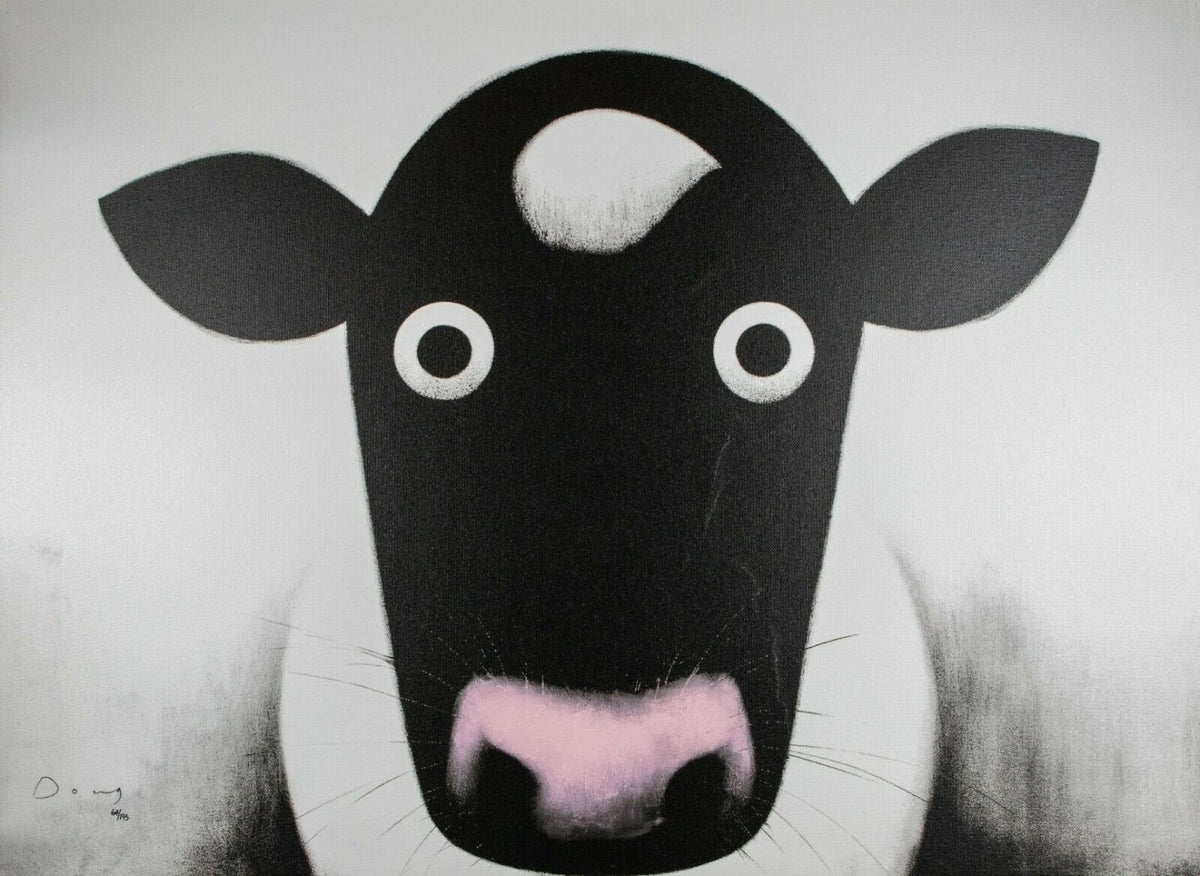Doug Hyde (British, B.1972) -Moo- Limited Edition Cow Box Canvas Print ...