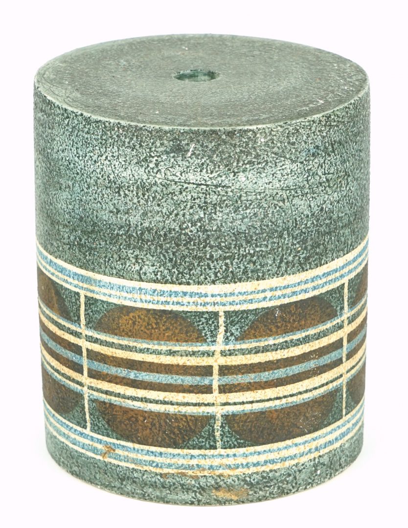 Alison Brigden For Troika Pottery - Grey/Blue Circle Drum Cylinder Lamp ...