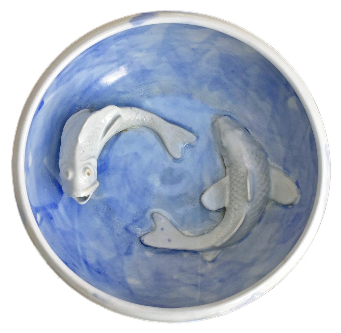 Dartington Studio Art Pottery Koi Carp Centrepiece Bowl — PM Antiques ...