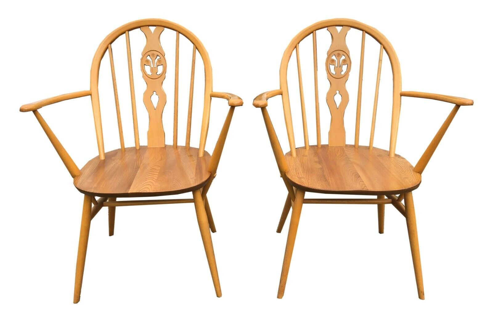 Ercol - Set Of 6 Beech/Elm Blonde Windsor Hoop Back Dining Chairs ...