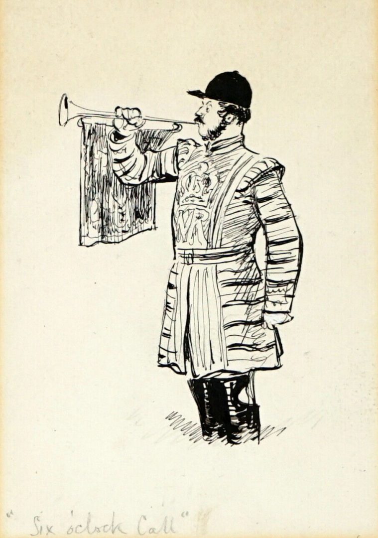 Ernest Howard Shepard (1879-1976) -Six O'Clock Call, Beefeater- Pen/Ink ...