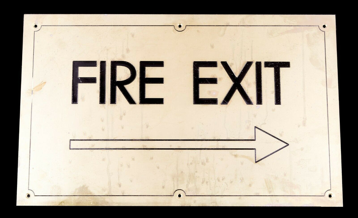 Fire Exit - Vintage Brass Wall Mounted Display Sign Plaque — PM ...