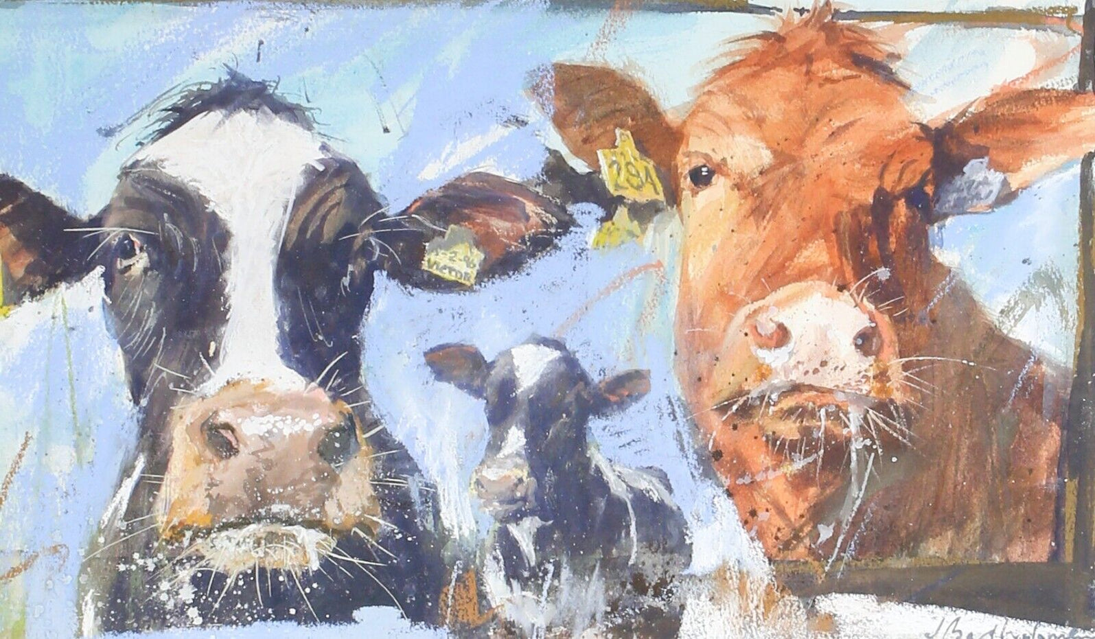 James Bartholomew Rsma (British, C20Th) -Three Cows- Mixed Media ...
