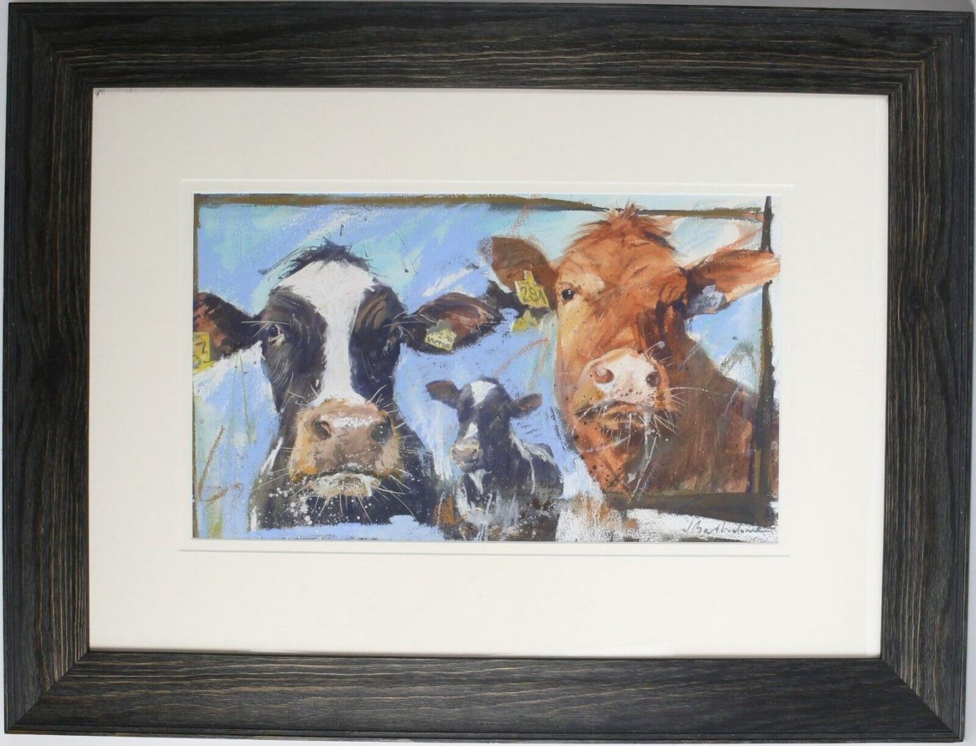 James Bartholomew Rsma (British, C20Th) -Three Cows- Mixed Media ...