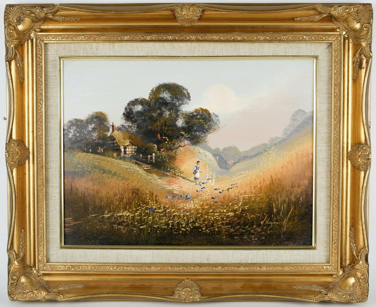 John Horswell (British, C20Th) Meadow Cottage Landscape Scene Study Oil ...