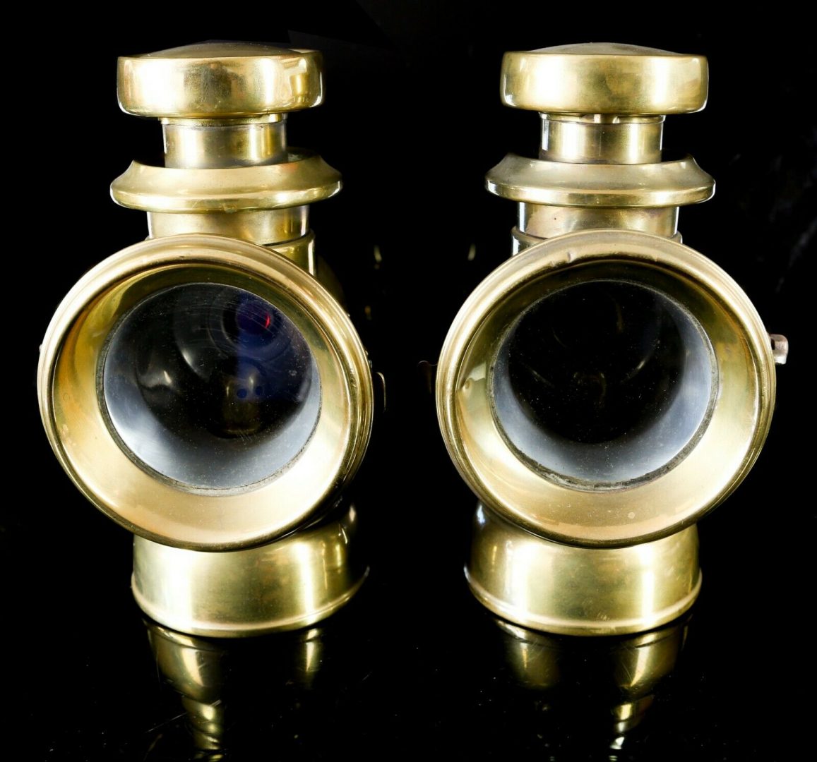 Joseph Lucas Ltd - Pair Of Brass King Of The Road Automobile Oil Lamps ...