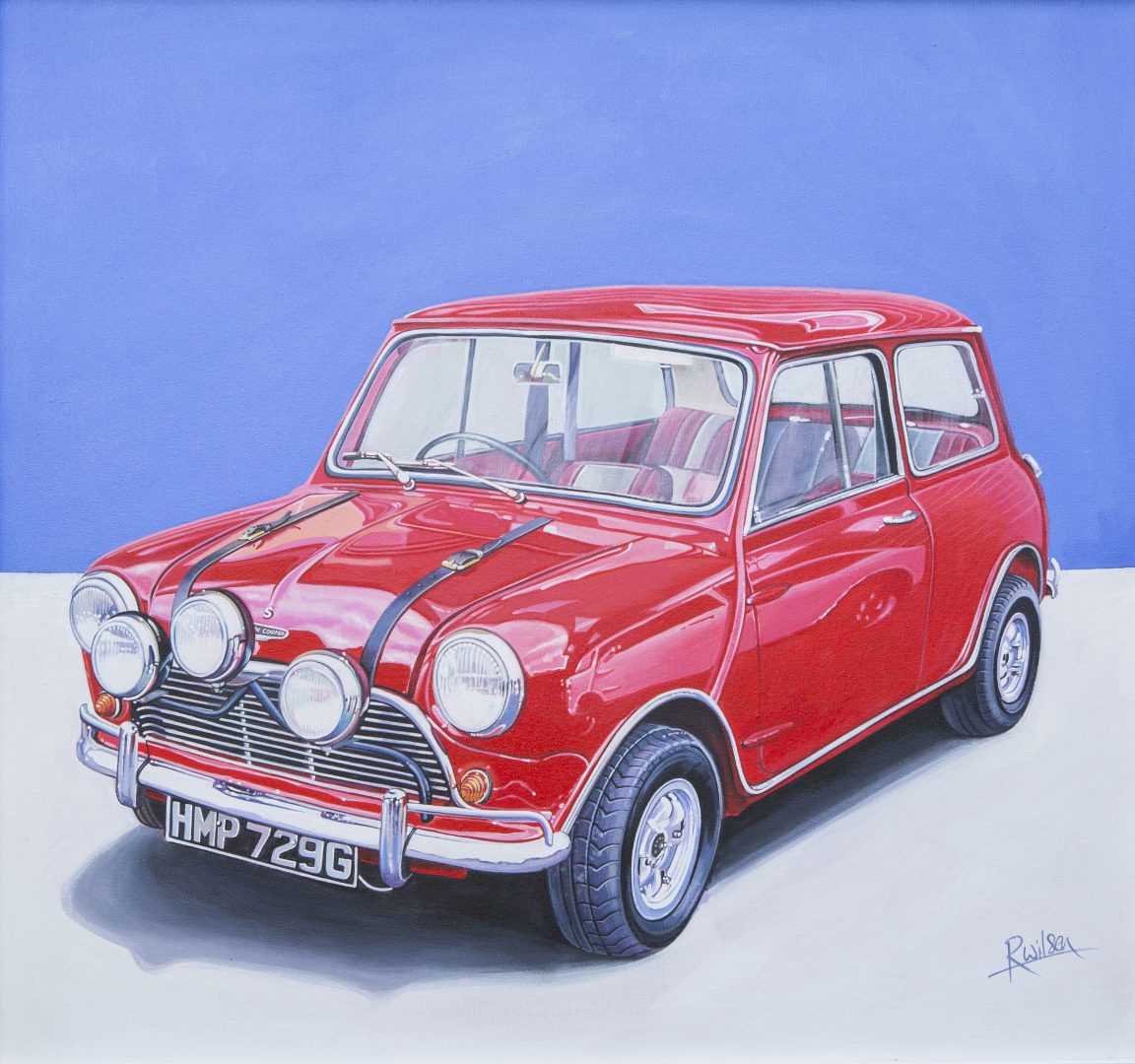 Roz Wilson -Italian Job, 1968 Mini Cooper S- Acrylic On Canvas, Signed ...