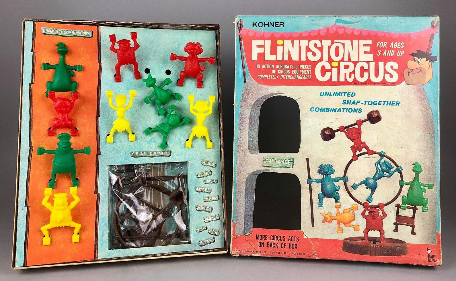 Kohner Bros -Flintstone Circus- Vintage Acrobat Board Game Play Set 228 ...
