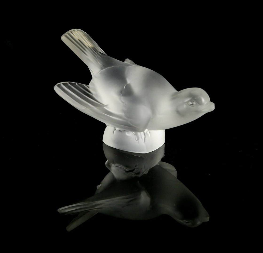 Lalique France -Sparrow- Clear/Frosted Glass Bird Swallow Figure ...