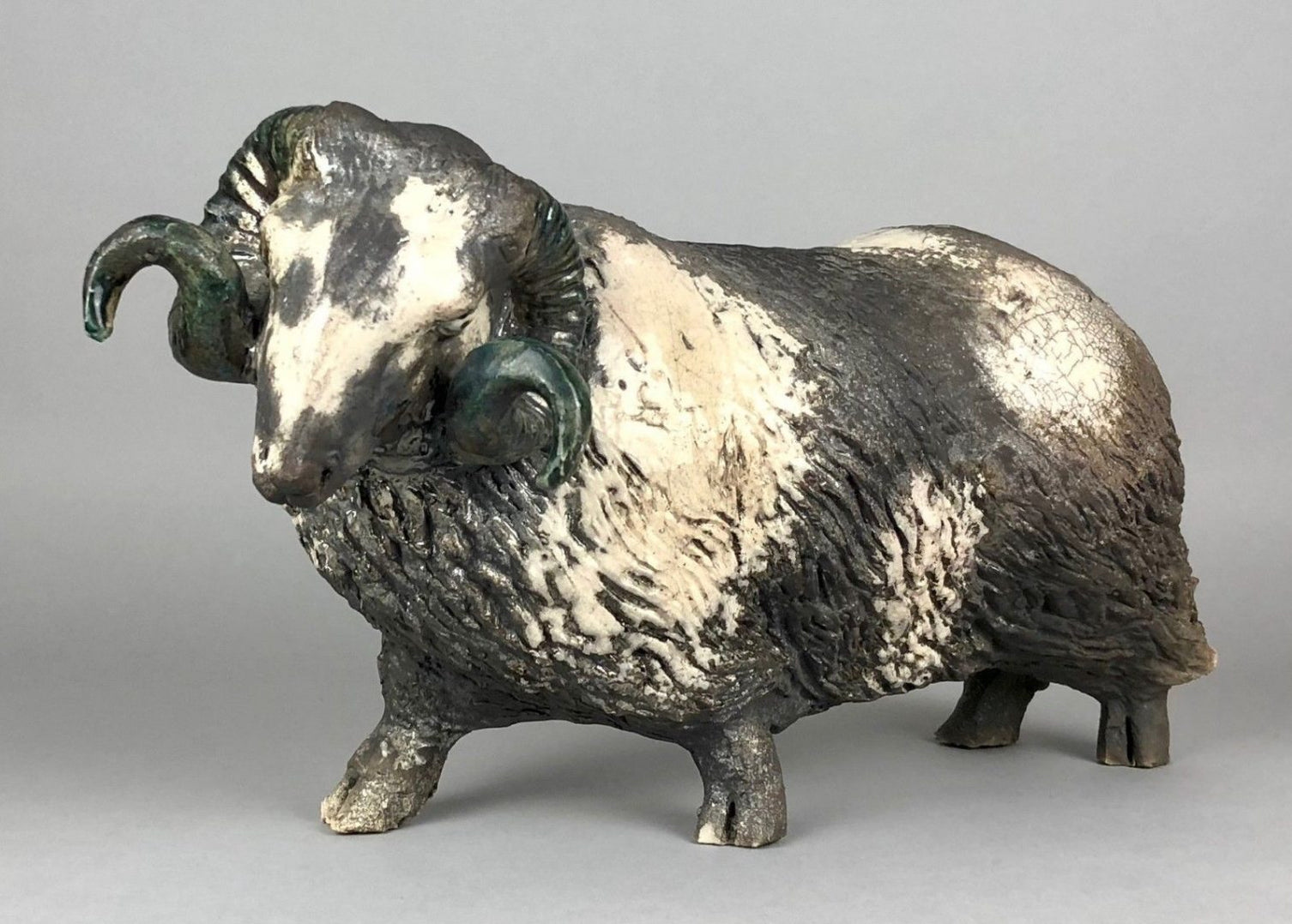 Lawson Ernest Rudge - Raku Pottery Ram Sheep Figure Model, Signed — PM ...