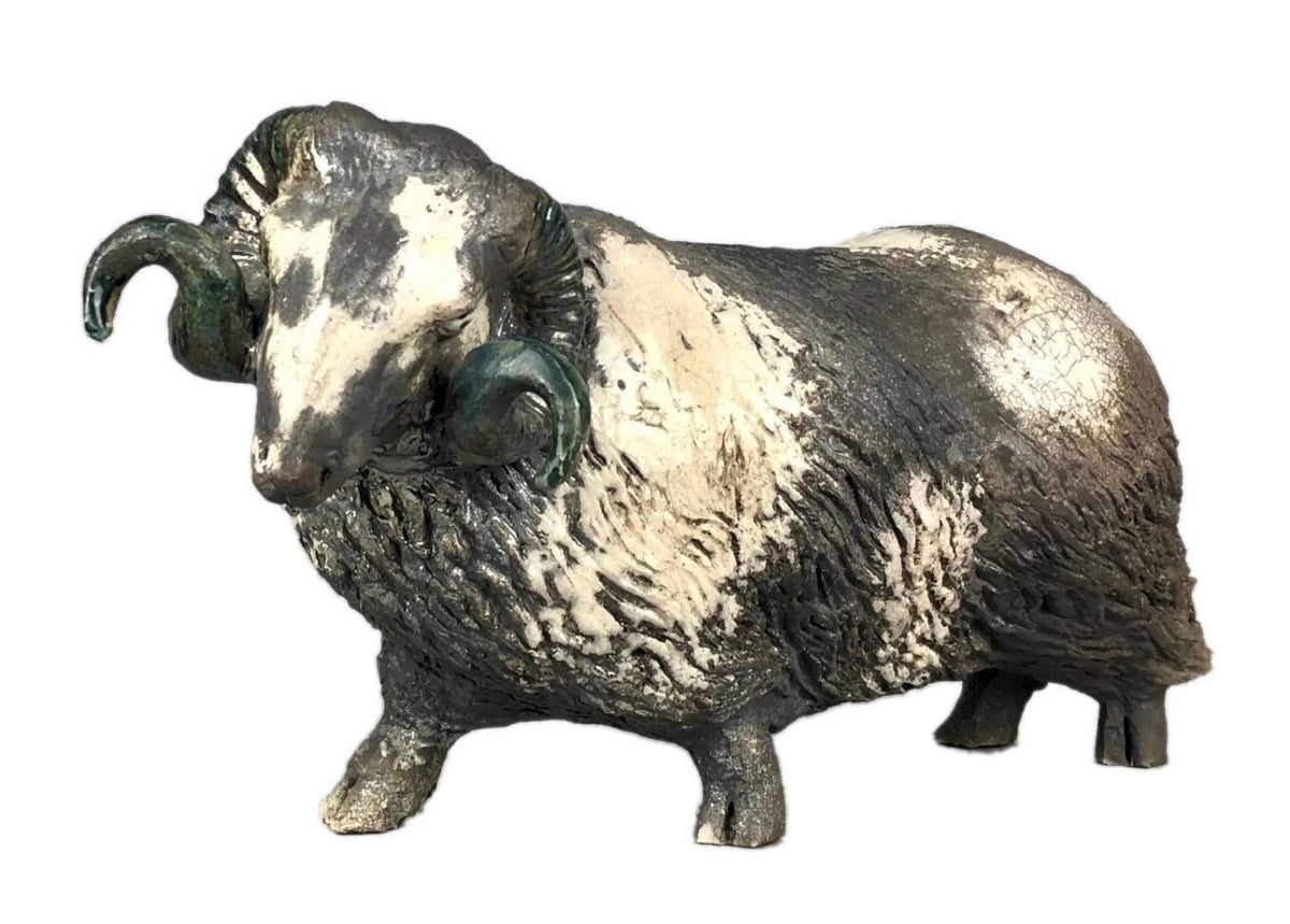 Lawson Ernest Rudge - Raku Pottery Ram Sheep Figure Model, Signed — PM ...