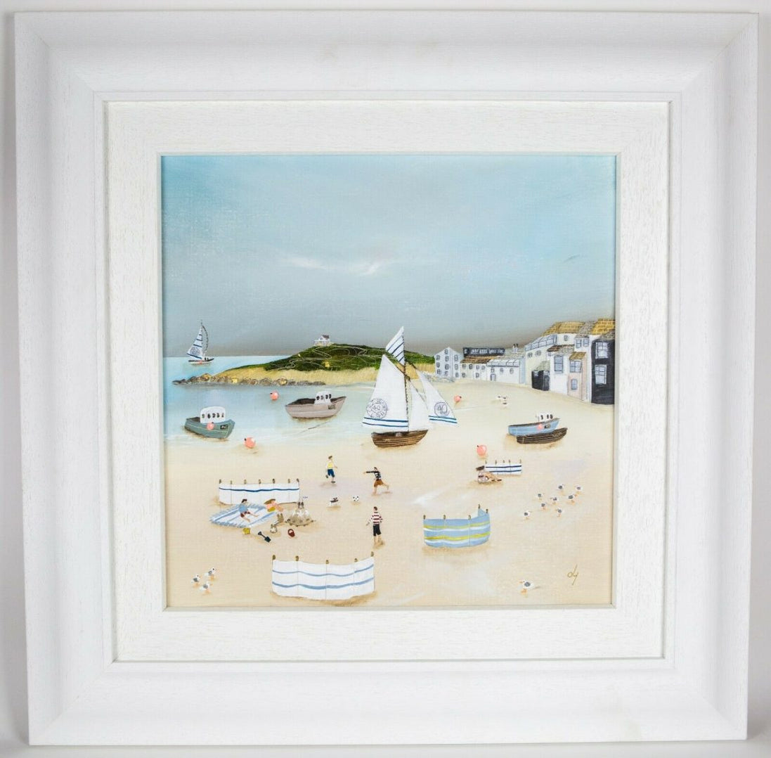 Lucy Young (British, C20Th) -Picnic By Shore- St Ives Beach Scene, Oil ...