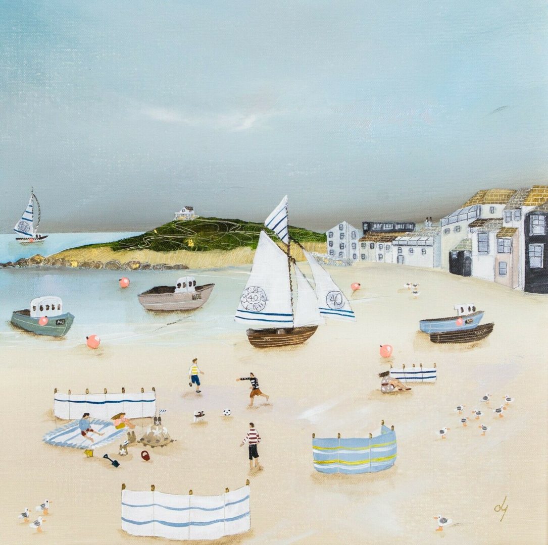 Lucy Young (British, C20Th) -Picnic By Shore- St Ives Beach Scene, Oil ...
