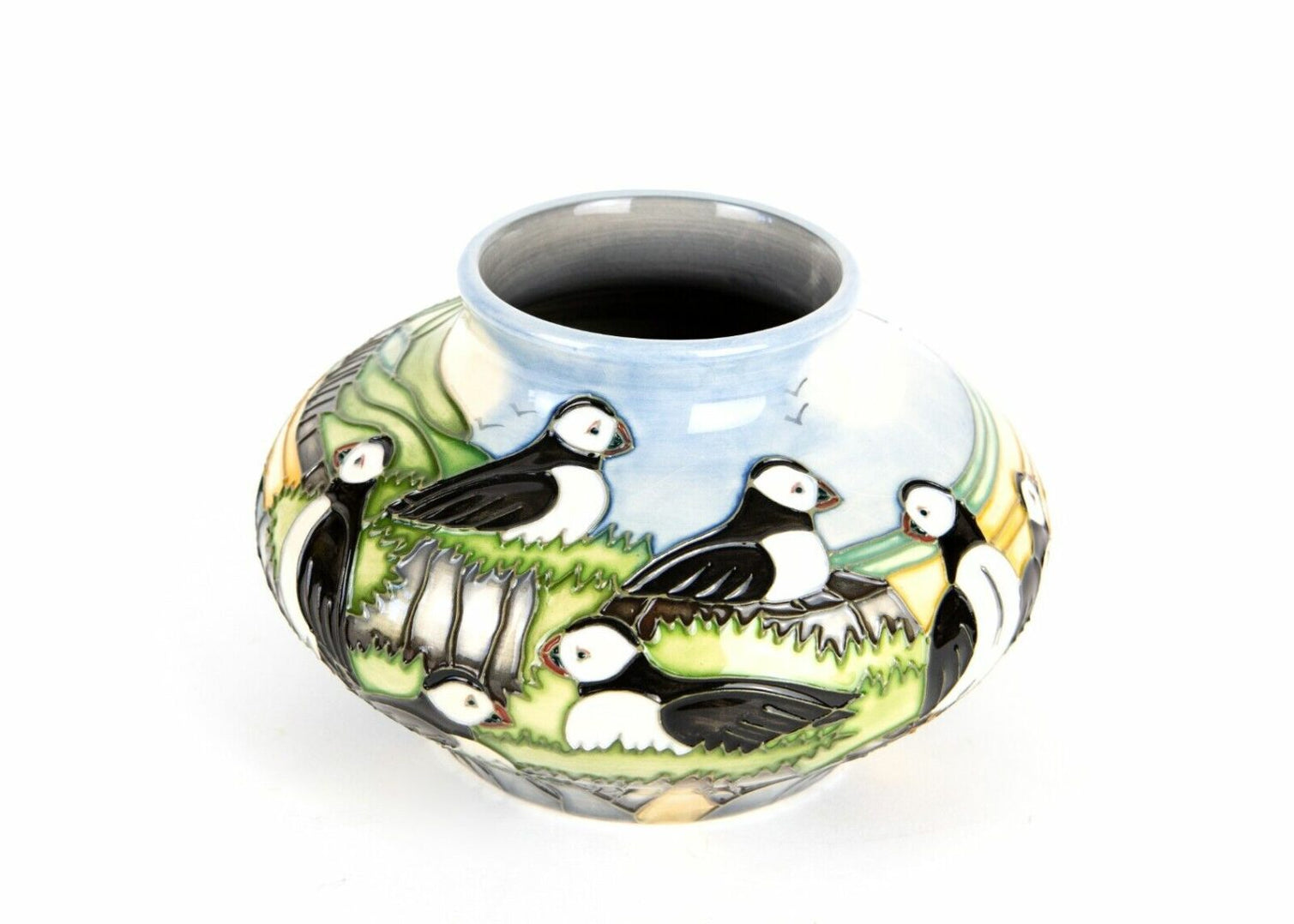 Moorcroft Pottery -Puffin- 1997 Carol Lovatt Bird Coastal Seascape ...