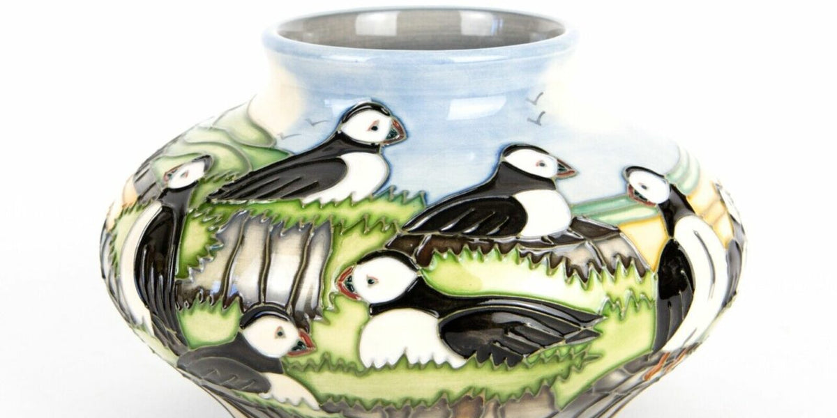 Moorcroft Pottery -Puffin- 1997 Carol Lovatt Bird Coastal Seascape ...
