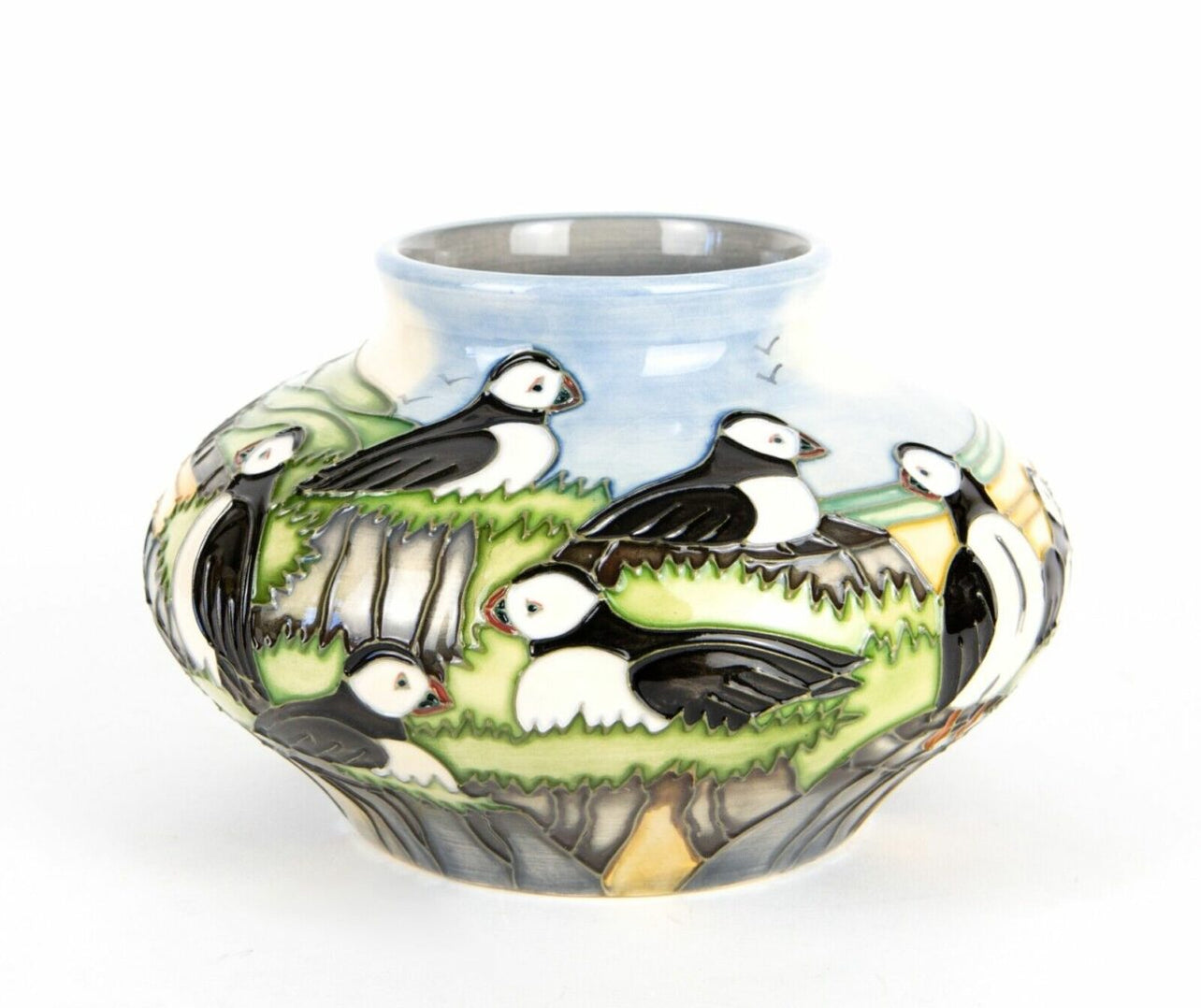 Moorcroft Pottery -Puffin- 1997 Carol Lovatt Bird Coastal Seascape ...