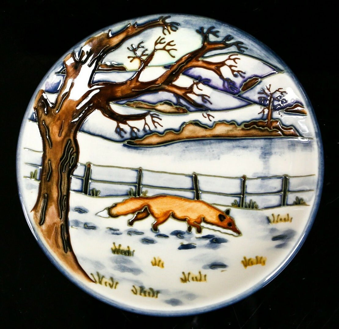Moorcroft Pottery -Woodside Farm- Christmas Winter Foxes Snow Pin Dish ...