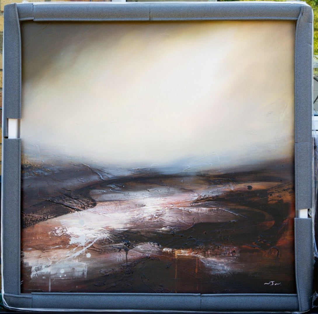 NEIL NELSON (BRITISH, b.1977) -SHADOWS EDGE- LANDSCAPE, ORIGINAL OIL O ...