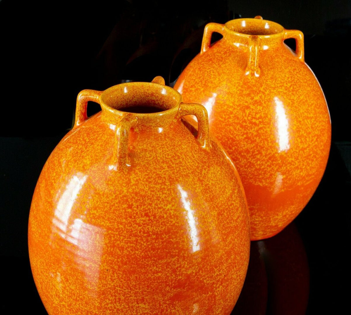 Pilkingtons Royal Lancastrian - Pair Of Large Orange Glazed Vases, No ...