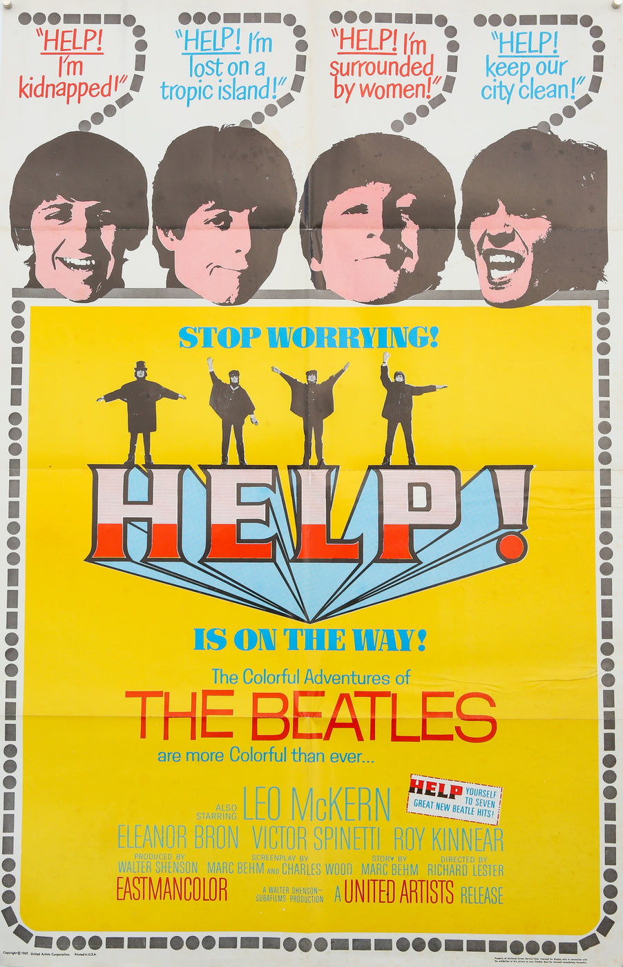 The Beatles 'Help!' (1965) - Us One-Sheet Film Movie Poster, United ...