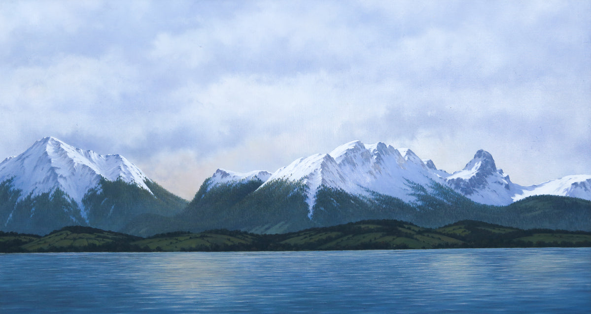 Simon Harling Swiss Oberland Mountainous Landscape, Large Oil Painting ...