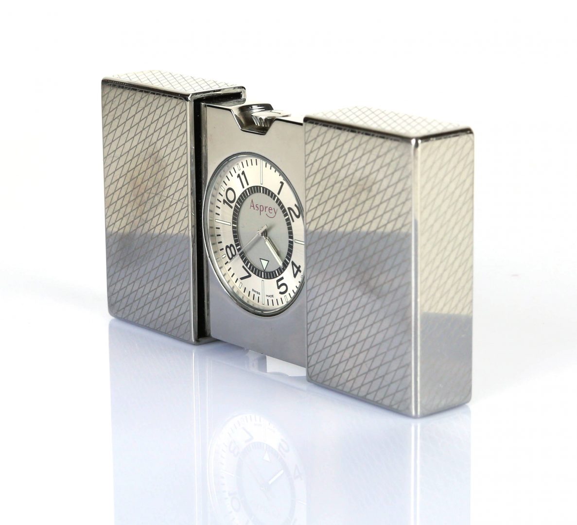 Asprey - Engine Turned Silver Tone Chrome Desk Travel Alarm Clock — PM ...
