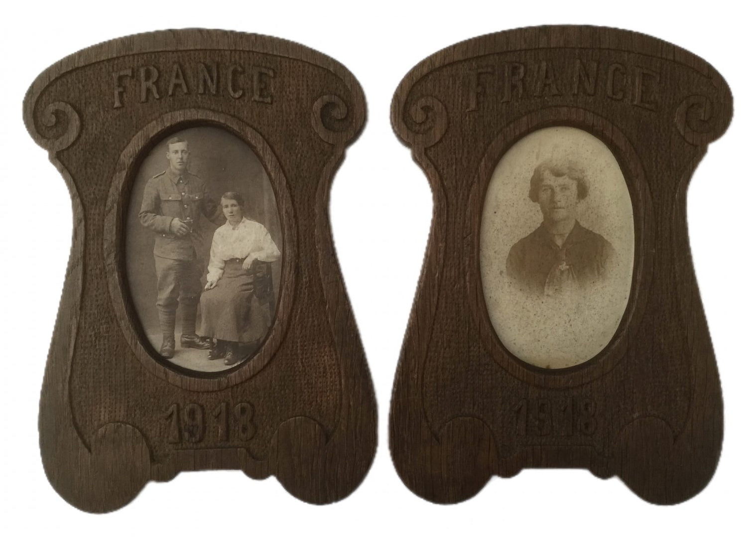 Pair Of Wwi Carved Oak Trench Art Picture Frames — PM Antiques ...