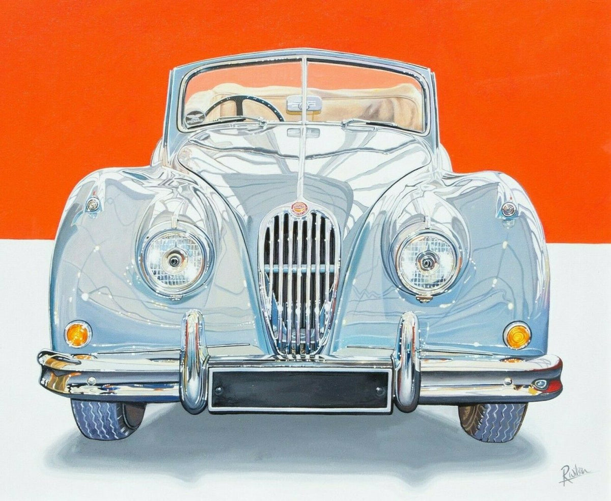 Roz Wilson (British, B1960) -1955 Jaguar Xk140 Roadster- Large Acrylic ...