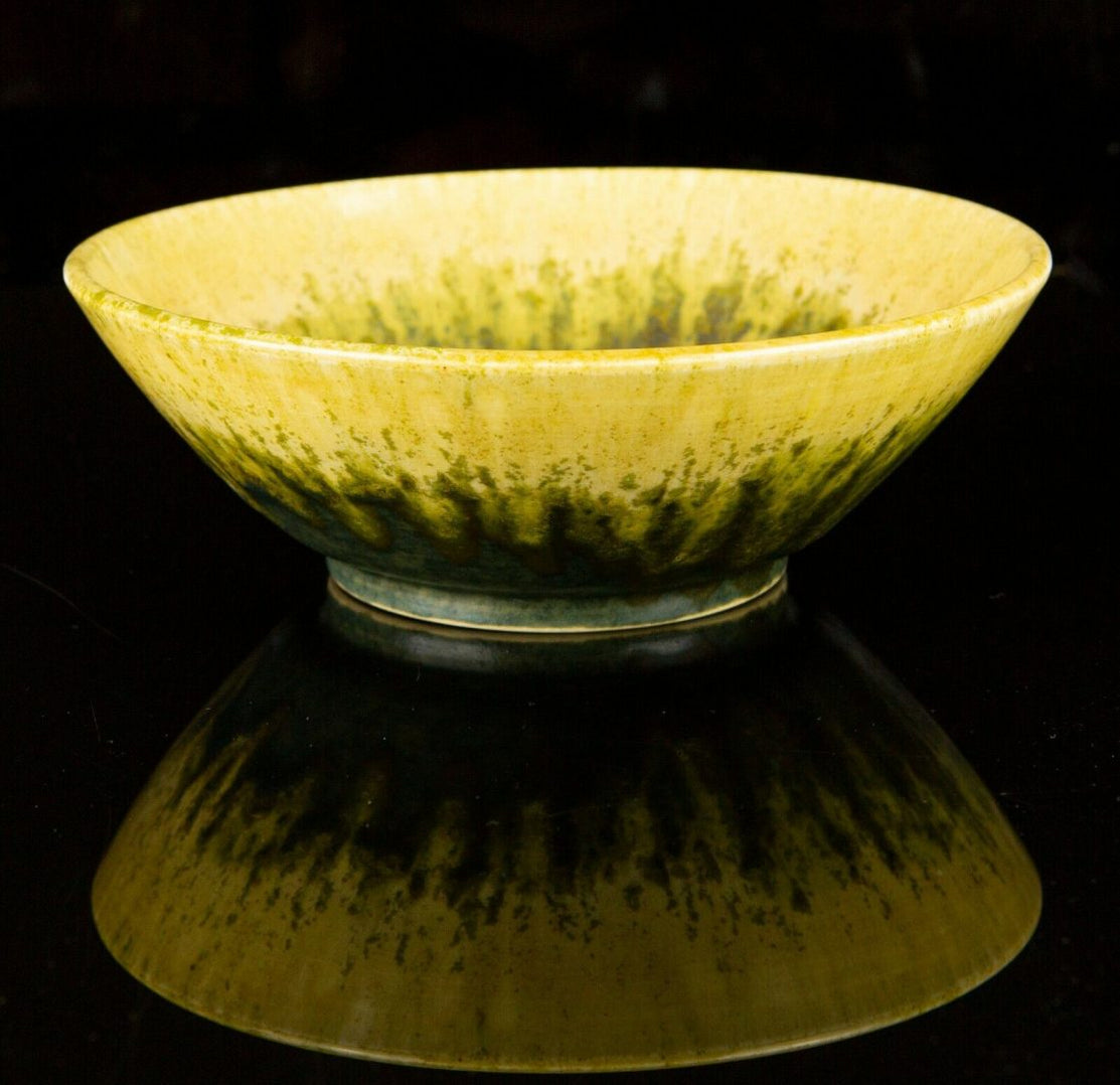 Ruskin - Studio Art Pottery Green/Yellow Crystalline Glazed Bowl Dish ...