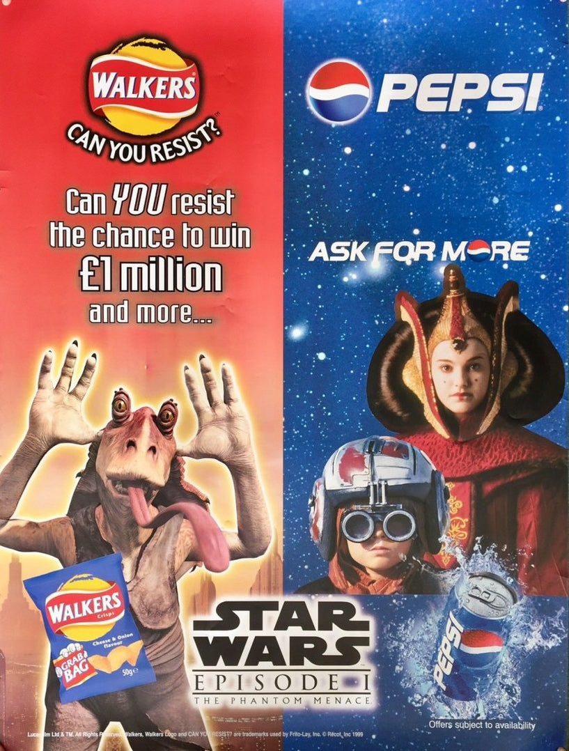 Star Wars Episode 1- Walkers Pepsi Movie Film Shop Advertising Vinyl ...