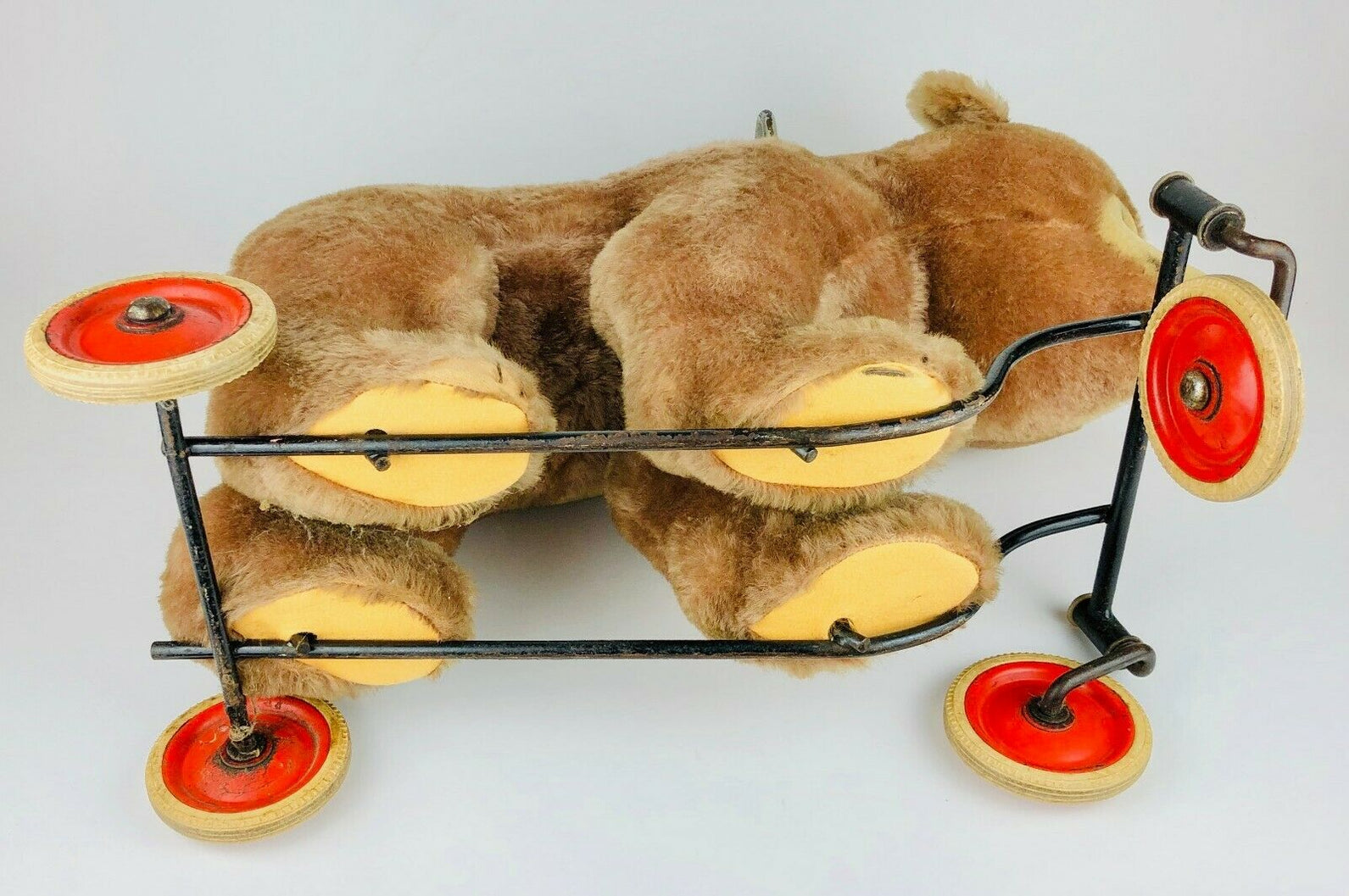 Steiff -Bear On Wheels- Large Vintage Brown Beige Mohair Grizzly Ride ...