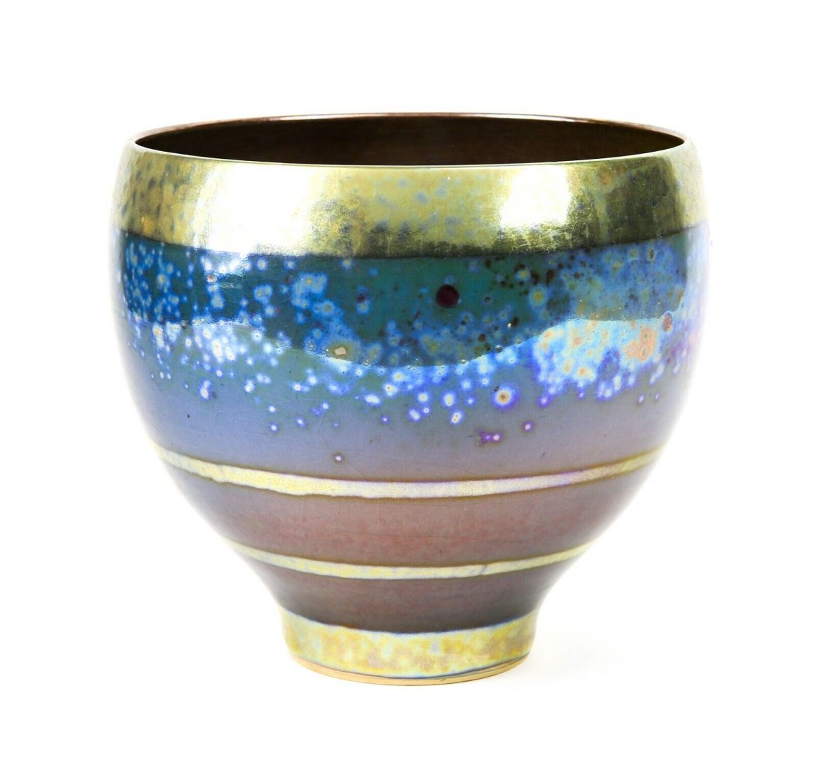 Sutton Taylor - Large Studio Art Pottery Footed Blue/Grey Lustre Bowl ...