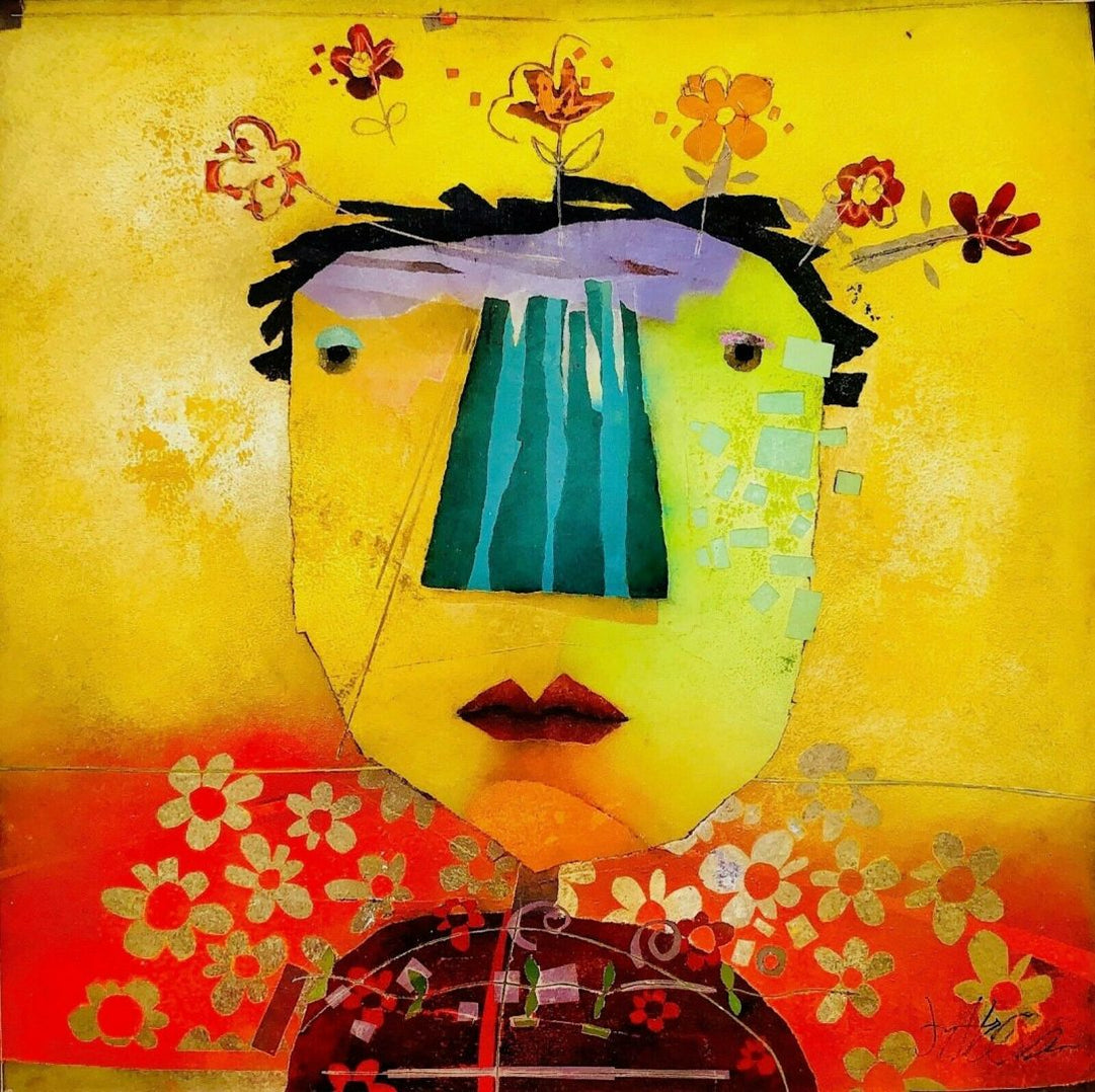 Terri Hallman (B.1962) -Stripe- Portrait Study, Original Oil Painting ...