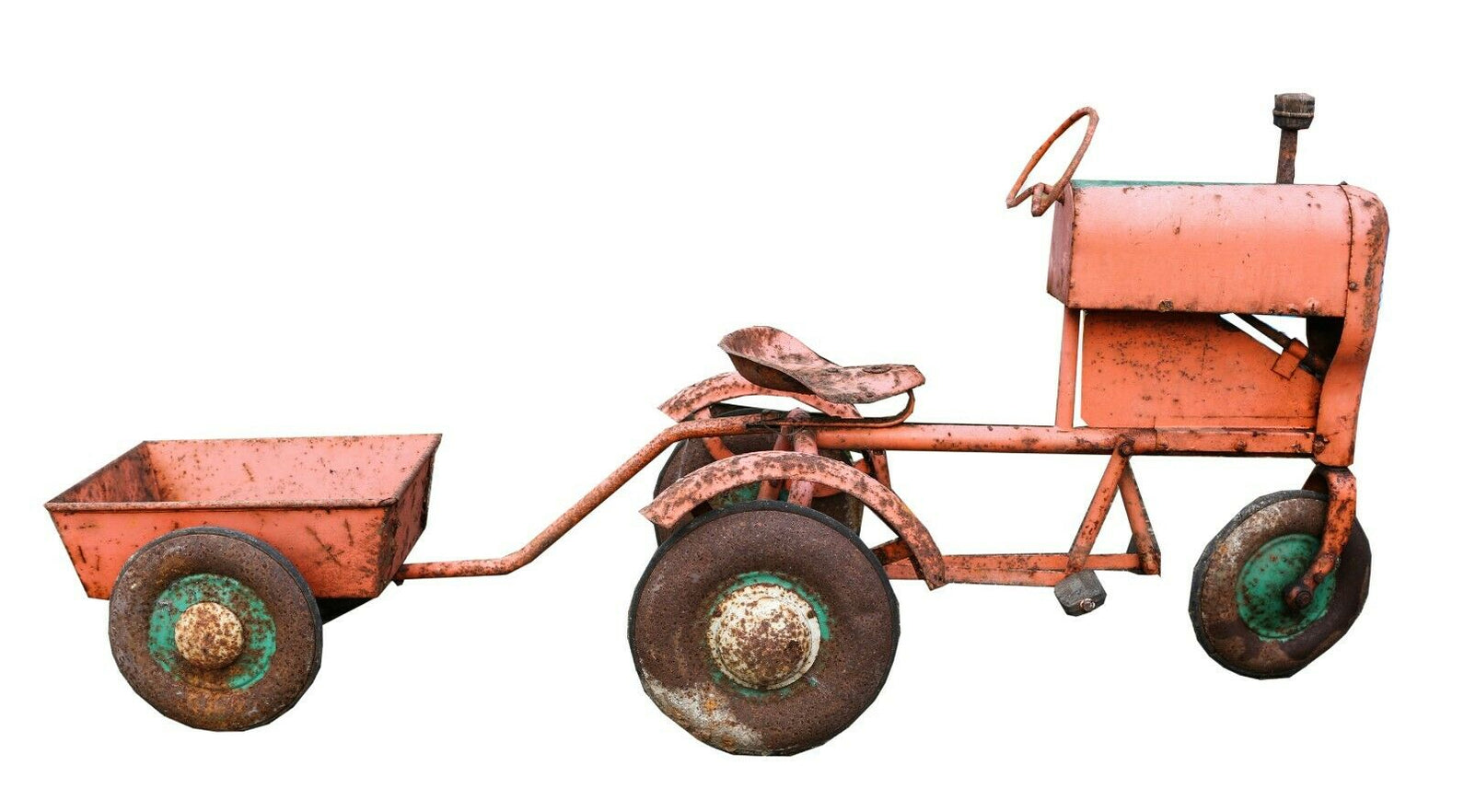 Vintage Triang Tin Plate Child'S Pedal Car Tractor & Trailer Cart Ride ...