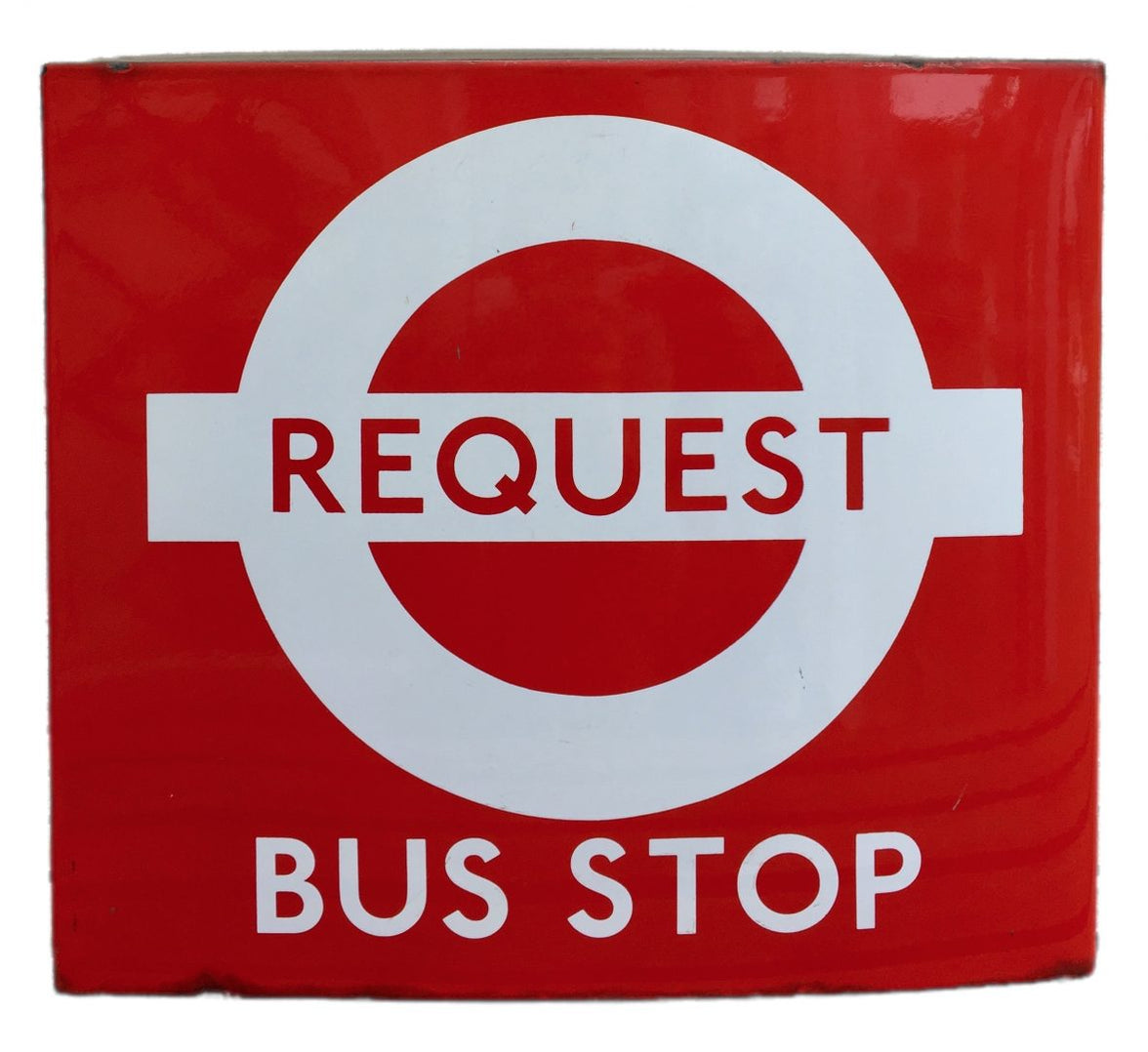 Vintage London Transport 'Bus Stop Request' Double-Sided Enamel Flag ...