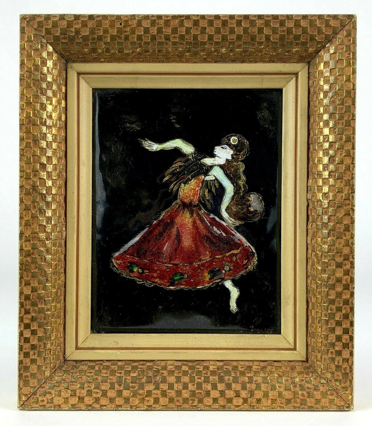 Limoges - Flamenco Dancer Girl Lady Female Enamel Picture Plaque ...