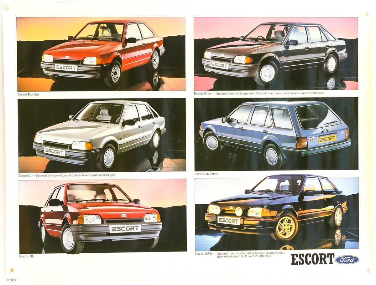 Ford Escort Range - Original Dealer Showroom Sales Advertising Poster ...